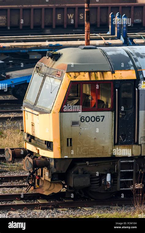 Driving Cab Of A Disused Class 60 Diesel Loco At Toton Depot In