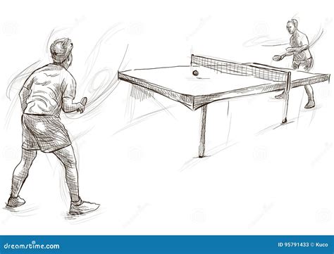 Sport Tischtennis Tischtennis Eine Hand Gezeichnet Linie Kunst Bild