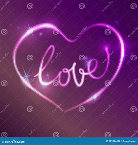 Neon Pink Glow Effect Of Heart Sign Vector Stock Vector Illustration