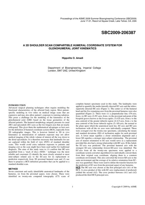 Pdf A 3d Shoulder Scan Compatible Humeral Coordinate System For