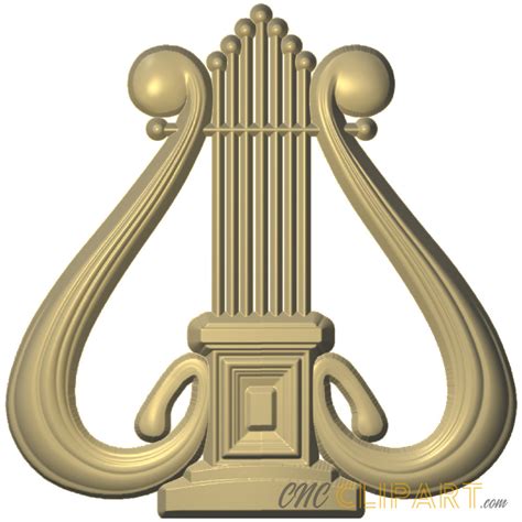 Lyre 3d Relief Model Cnc Clipart
