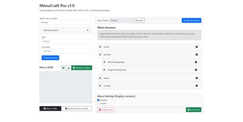 Menucraft Drag And Drop Jquery Menu Builder By Blaztools Codester