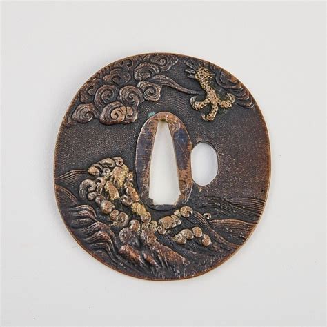 Dragon And Waves Late Edo Early Meiji Tsuba Masterpiece Zother Oriental