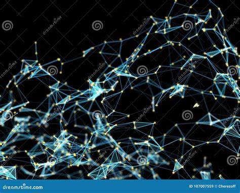 Abstract Polygonal Space Low Poly Dark Background With Connecting Dots And Lines Light