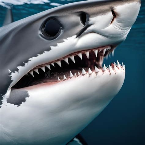 A Shark S Teeth Are Full Of Sharp Fangs And Is Partially Submerged