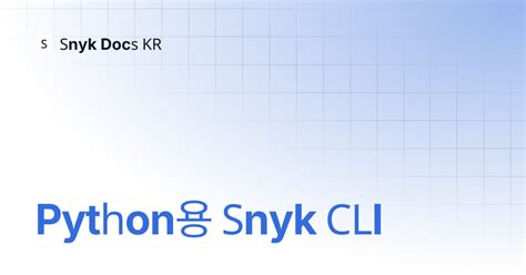 python용 snyk cli snyk docs kr