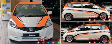 Stickrenz Honda Jazz Rs White Custom Wrap And Stripe Concept