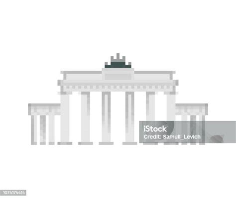 브란덴부르크 게이트 픽셀 아트입니다 베를린 랜드마크 8 비트 독일 명소 픽셀화 16 비트 오래 된 게임 컴퓨터 그래픽 스타일 0명에 대한 스톡 벡터 아트 및 기타 이미지