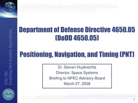 Ppt Department Of Defense Directive 4650 05 Dodd 4650 05 Positioning Navigation And Timing