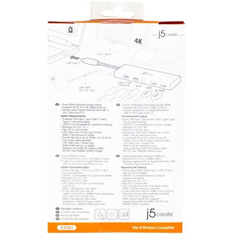 J5 Create Usb Type C Mini Dock Support Dual Display With Power Display Jcd381