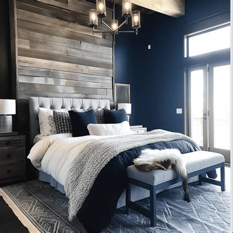 Rustic Farmhouse Bedroom Concept With Navy Blue Accents Home Decor Bliss