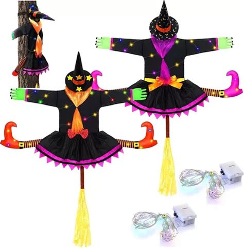 Decoracion Halloween Pack 2 Brujas Estrelladas Incluye Luces Envío gratis