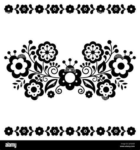 Mexican Folk Art Style Vector Floral Greeting Card On Invitation