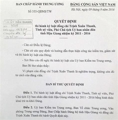 Triển Khai Quyết định Khai Trừ Đảng đối Với ông Trịnh Xuân Thanh Báo