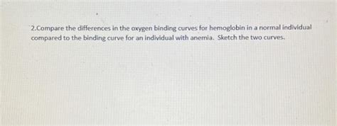 Solved 2 Compare The Differences In The Oxygen Binding