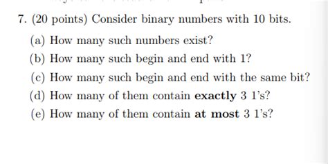 Solved 7 20 Points Consider Binary Numbers With 10 Bits Chegg