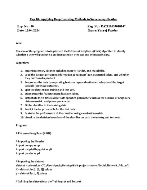 Ai Lab Exp 10 All Practical Material Exp 10 Applying Deep