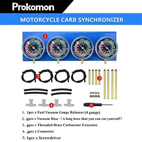 Snapklik.com : Prokomon Motorcycle Carburetor Synchronizer Tool Kit Fuel Vacuum Carb Sync Gauge Set