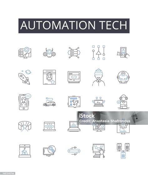 Automation Tech Line Icons Collection Automation Efficiency