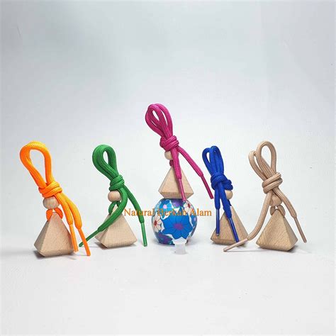 Jual Botol Parfum Gantung 8 Ml Bola Print Warna Tutup Kayu Segitiga