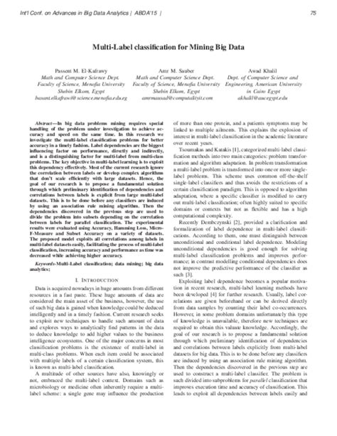 Pdf Multi Label Classification For Mining Big Data
