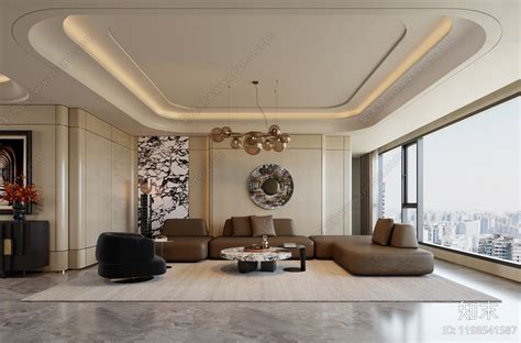 轻奢意式家居客厅3d模型下载【id1198541587】知末3d模型网