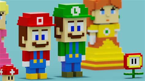 Voxel Super Mario Characters Cgtrader