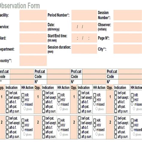 World Health Organization Hand Hygiene Observation Form Download