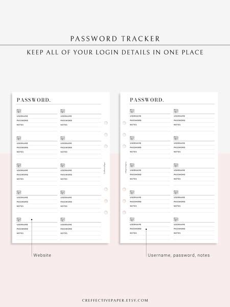 T119 Website Login Password Tracker Creffectivepaper
