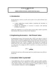 Lab Excel And CB Simulation Pdf IE WINTER LAB SIMULATING IN EXCEL WITH