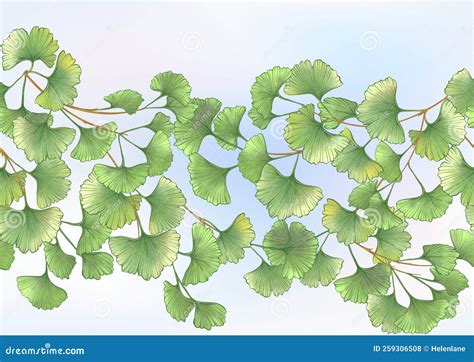 Ginkgo Biloba Leaves Seamless Pattern Background Stock Vector