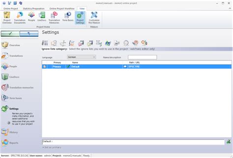 Memoq Online Project Settings Ignore Lists