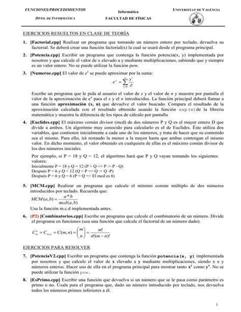 ejercicios de funciones universitat de valència