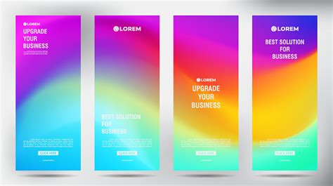 흐리게 된 다채로운 롤업 비즈니스 브로셔 전단지 배너 디자인 수직 템플릿 커버 프리젠 테이션 배경 현대 출판 X 배너 및 플래그 배너 배너 스탠드 템플릿 디자인 롤업 세트