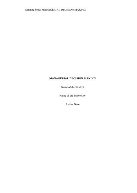 Managerial Decision Making Desklib