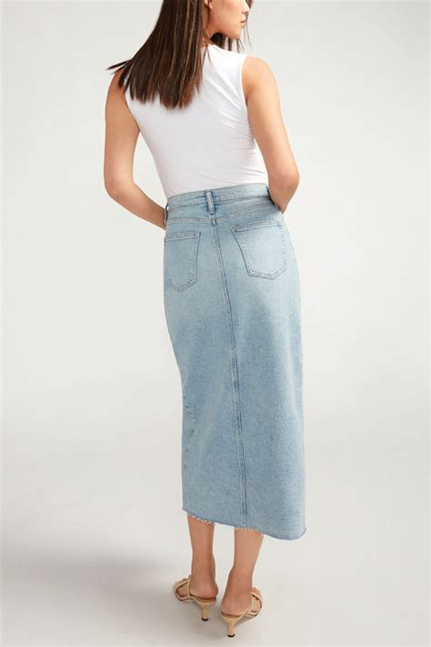 Silver Jeans Womens Denim Midi Skirt Below The Belt Below The Belt