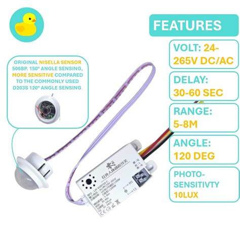 Ac Pir Radar Infrared Human Motion Detection Sensor 7a Switch For Smart