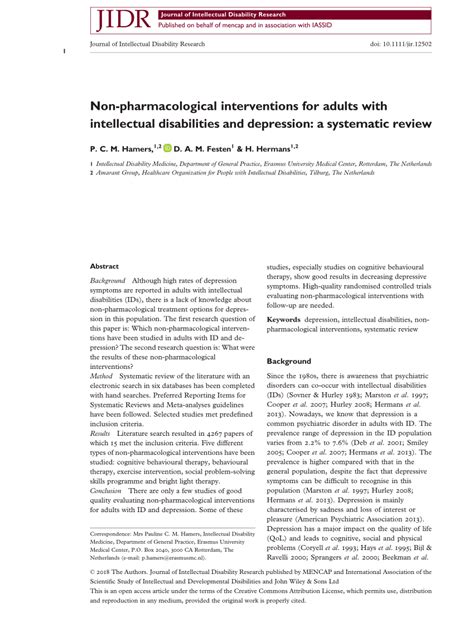 Pdf Non Pharmacological Interventions For Adults With Intellectual