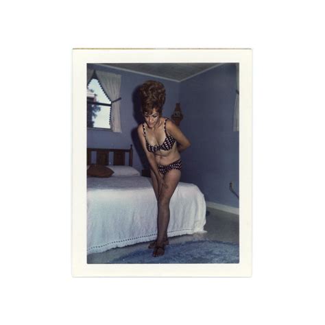 Vintage Polaroid Photo Amateur Boudoir Woman With Big Hair 1960s