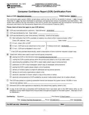 Fillable Online CCR Certification Form 3930 FM BSDW0084 DEP