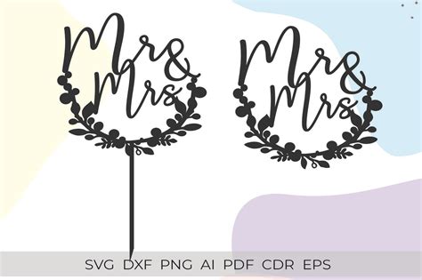 Mr And Mrs Wedding Cake Topper Svg File Creative Fabrica