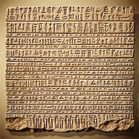 설형 문자 고대 알파벳 수메르어 라인 프리미엄 벡터