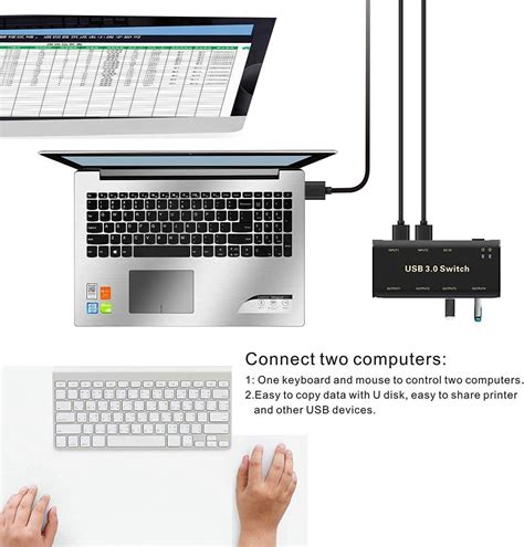 Usb 3 0 Switch Selector Ablewe Kvm Switcher Adapter 4 Port Usb Peripheral Switcher Box Hub For