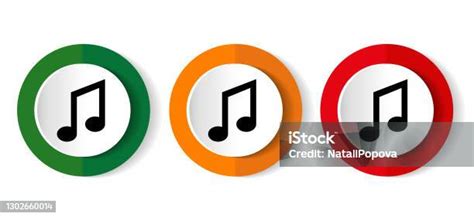 음악 벡터 아이콘 세트 웹 디자인 및 모바일 응용 프로그램에 대한 3 가지 색상 옵션의 평면 디자인 벡터 일러스트레이션 Classical Concert에 대한 스톡 벡터