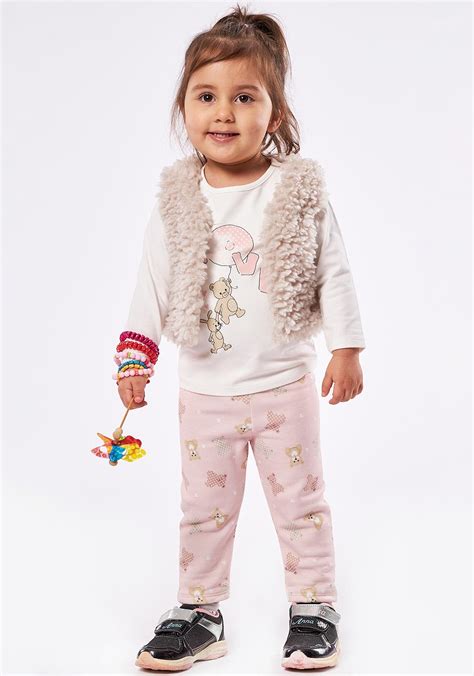 Ebita Girl Teddy Gilet Top And Bottom 3 Piece Set Multi Mcelhinneys