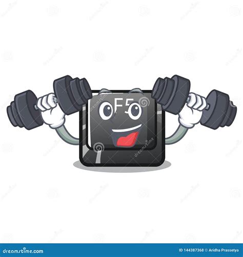Fitness Button F5 Isolated With The Character Stock Vector Illustration Of Emotion Date
