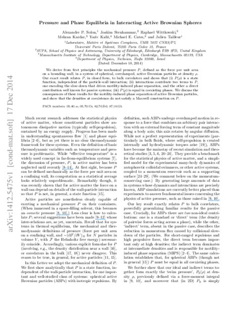 Pdf Pressure And Phase Equilibria In Interacting Active Brownian Spheres