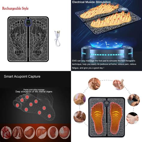 Xochngh Remote Ems Foot Massager Pad Portable Muscle Stimulation