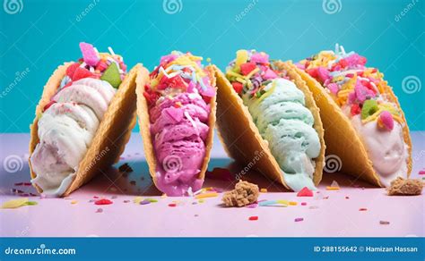 Ice Cream Tacos Crispy Taco Shells Hugging Scoops Of Creamy Joy