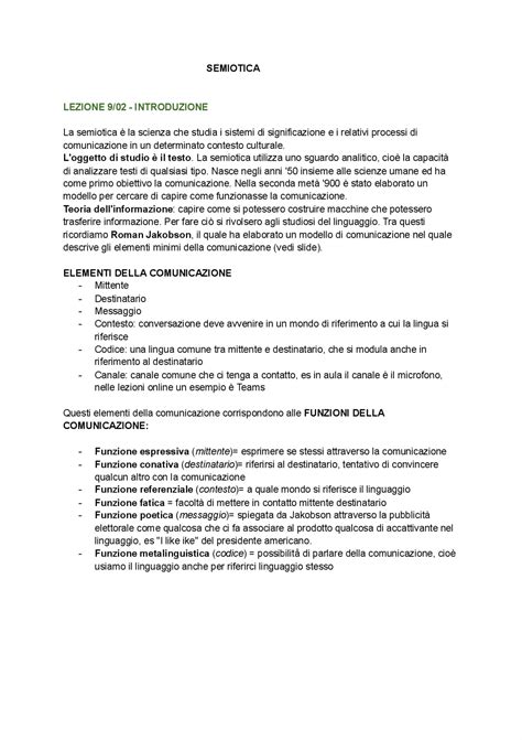 Semiotica Appunti Iulm Appunti Di Semiotica Docsity